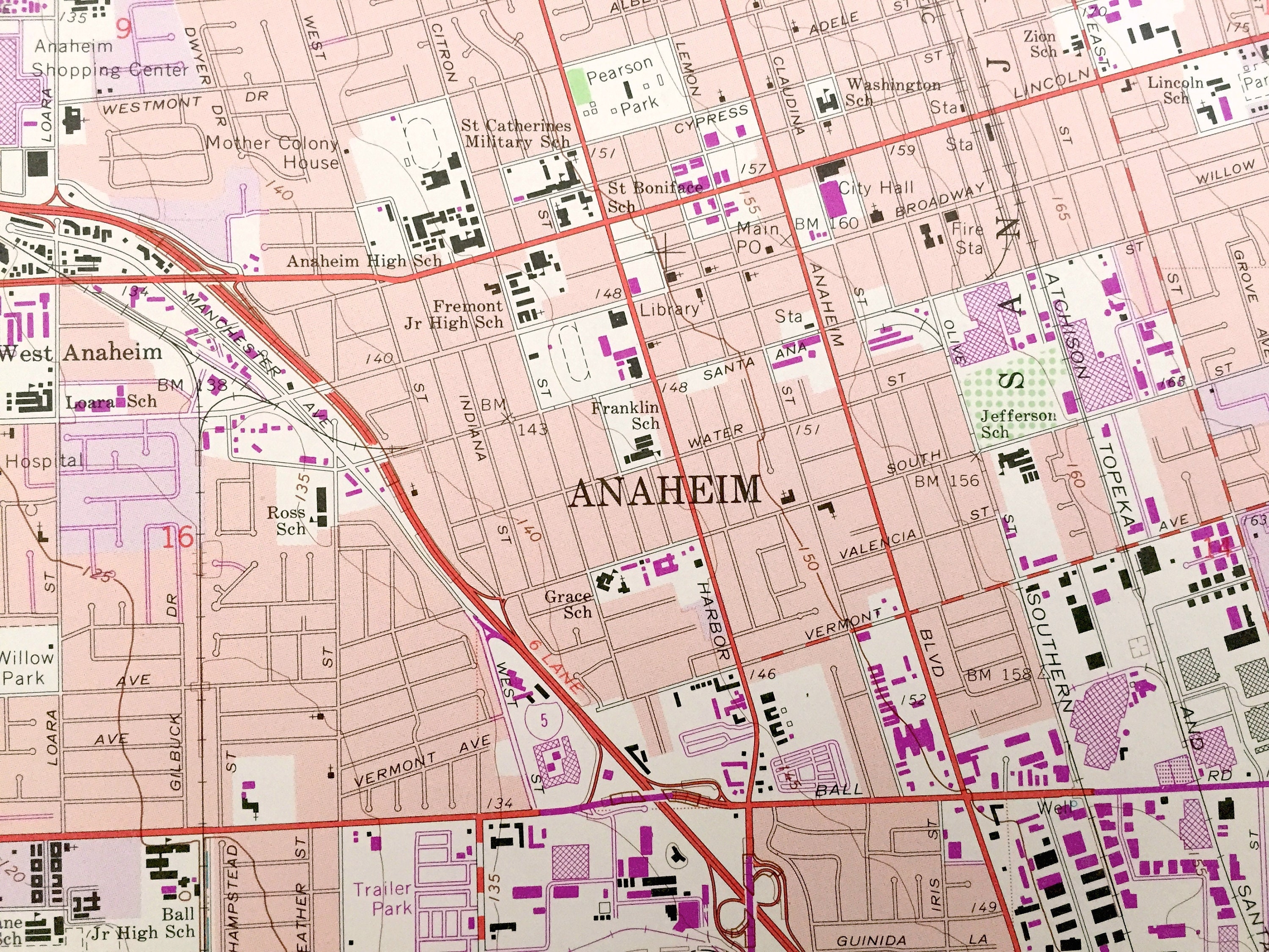 Antique Anaheim California 1965 US Geological Survey | Etsy