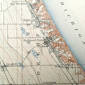 Antique Highwood, Illinois 1900 US Geological Survey Topographic Map ...
