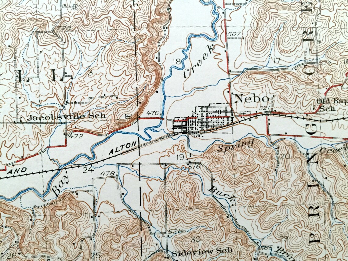 Antique Nebo Illinois 1930 US Geological Survey Topographic - Etsy UK