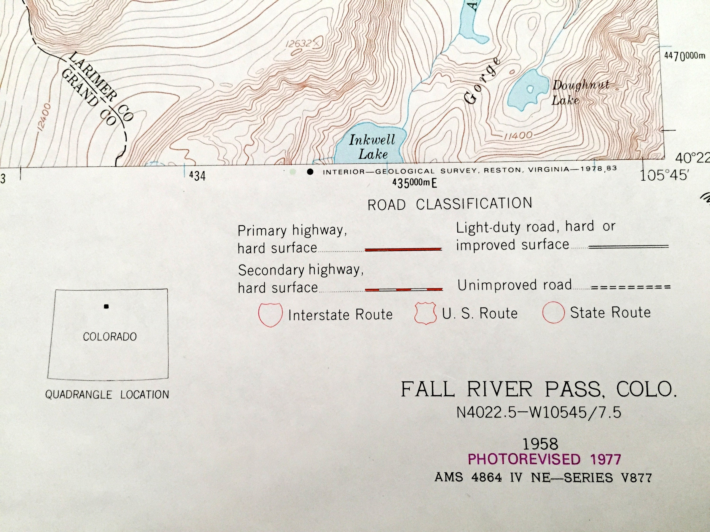 Antique Fall River Pass Colorado 1958 US Geological Survey | Etsy