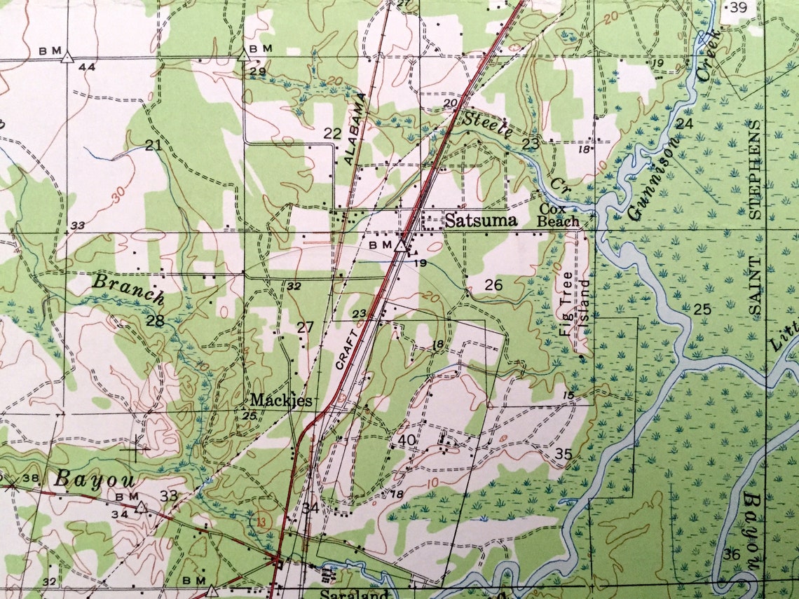 Antique Creola, Alabama 1941 US Geological Survey Topographic Map ...