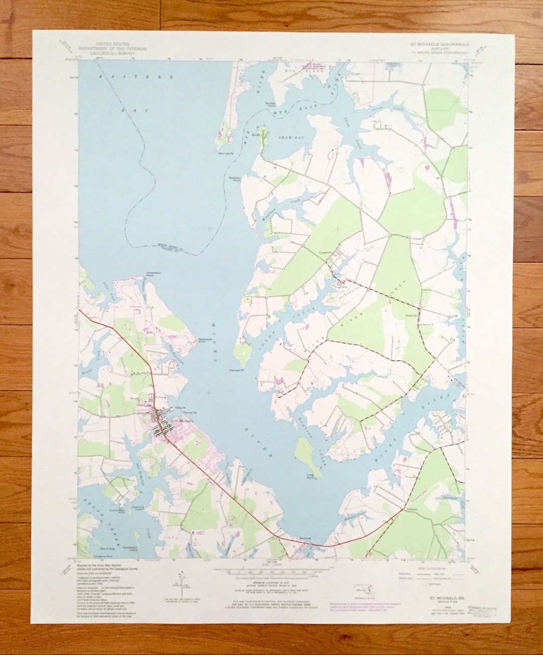 Antique St. Michaels, Maryland 1942 US Geological Survey Topographic ...