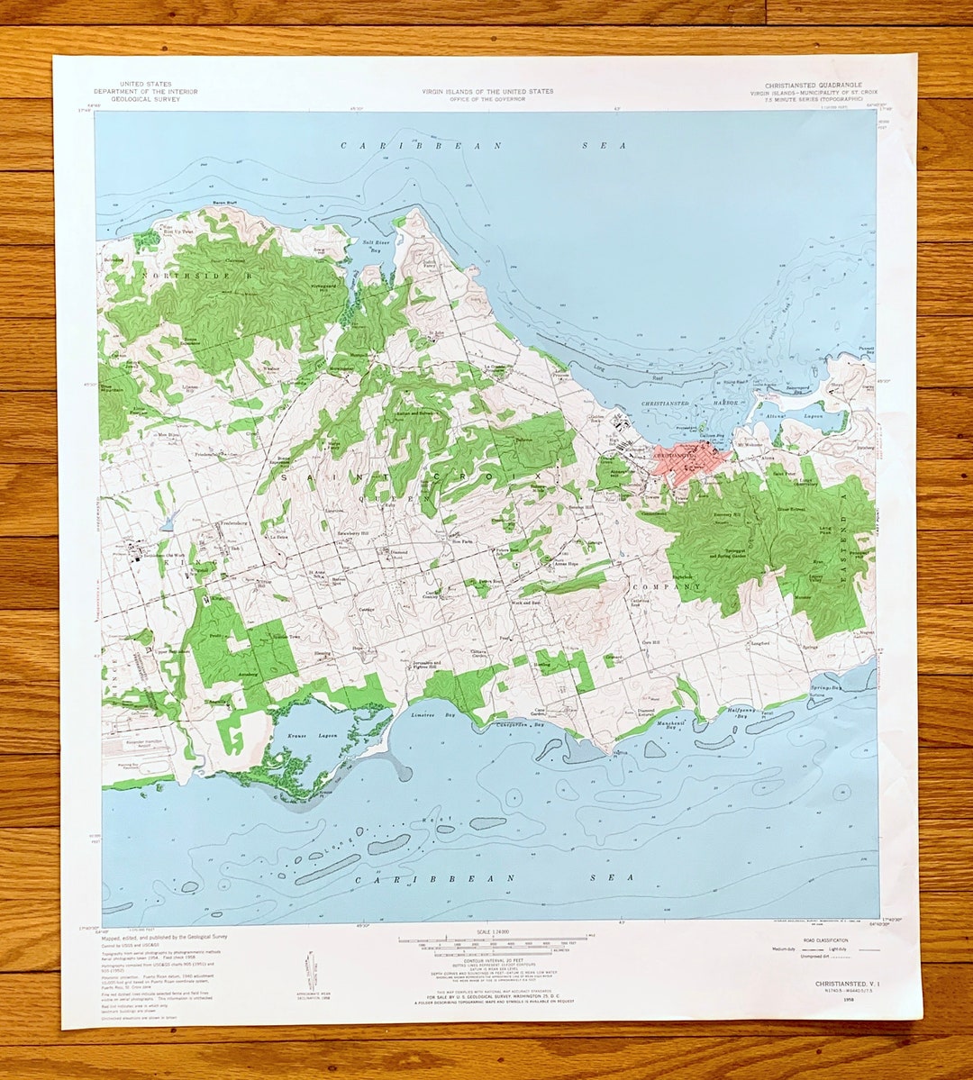 Antique St Croix, US Virgin Islands 1958 US Geological Survey ...