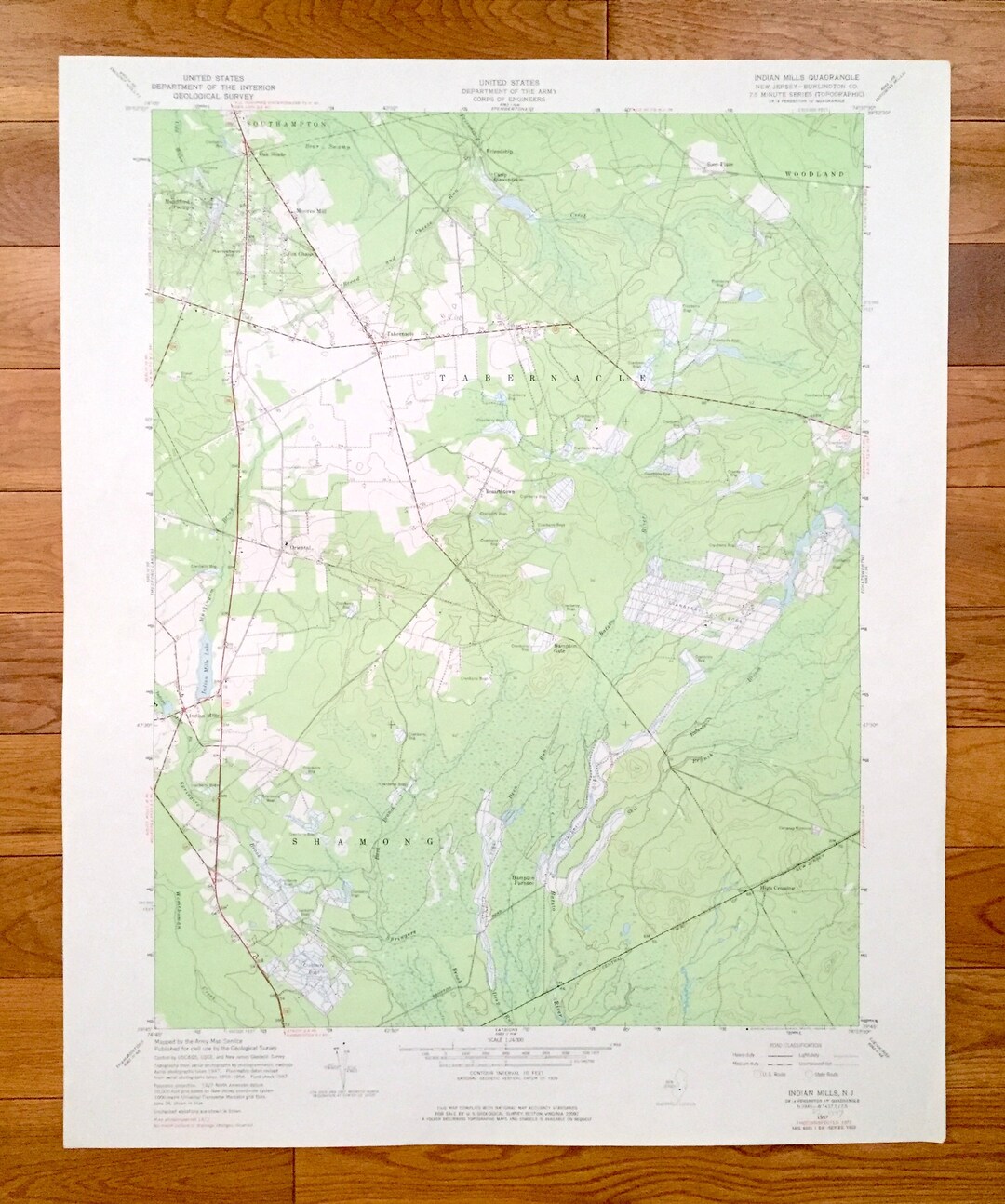 Antique Indian Mills, New Jersey 1957 US Geological Survey Topographic ...