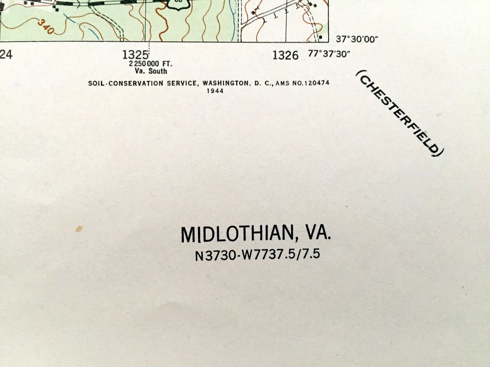 Antique Midlothian Virginia 1944 US Army Topographic Map - Etsy