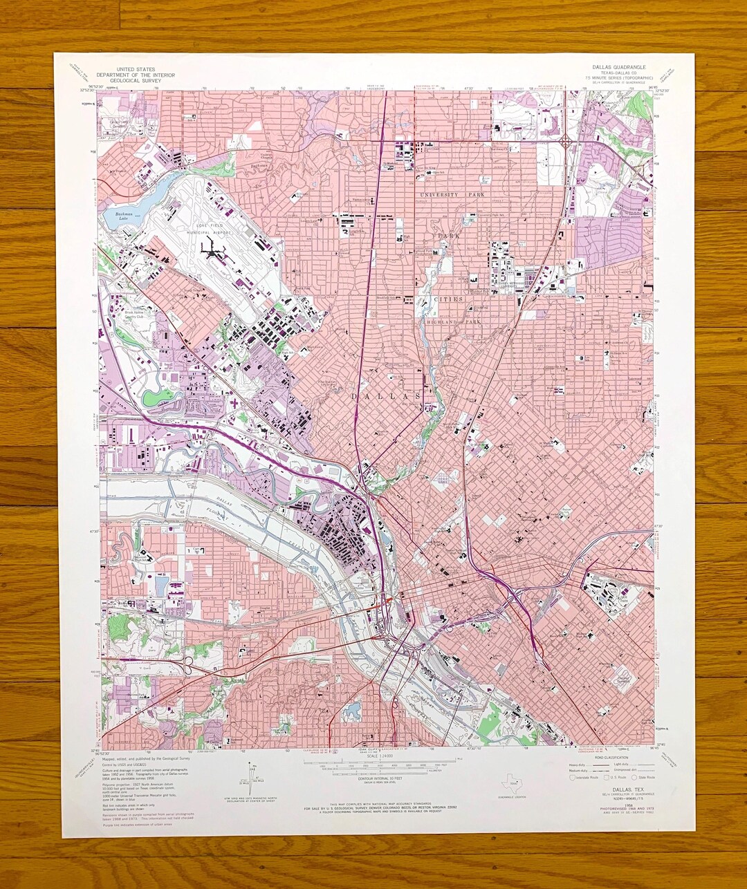 Antique Dallas, Texas 1958 US Geological Survey Topographic Map ...