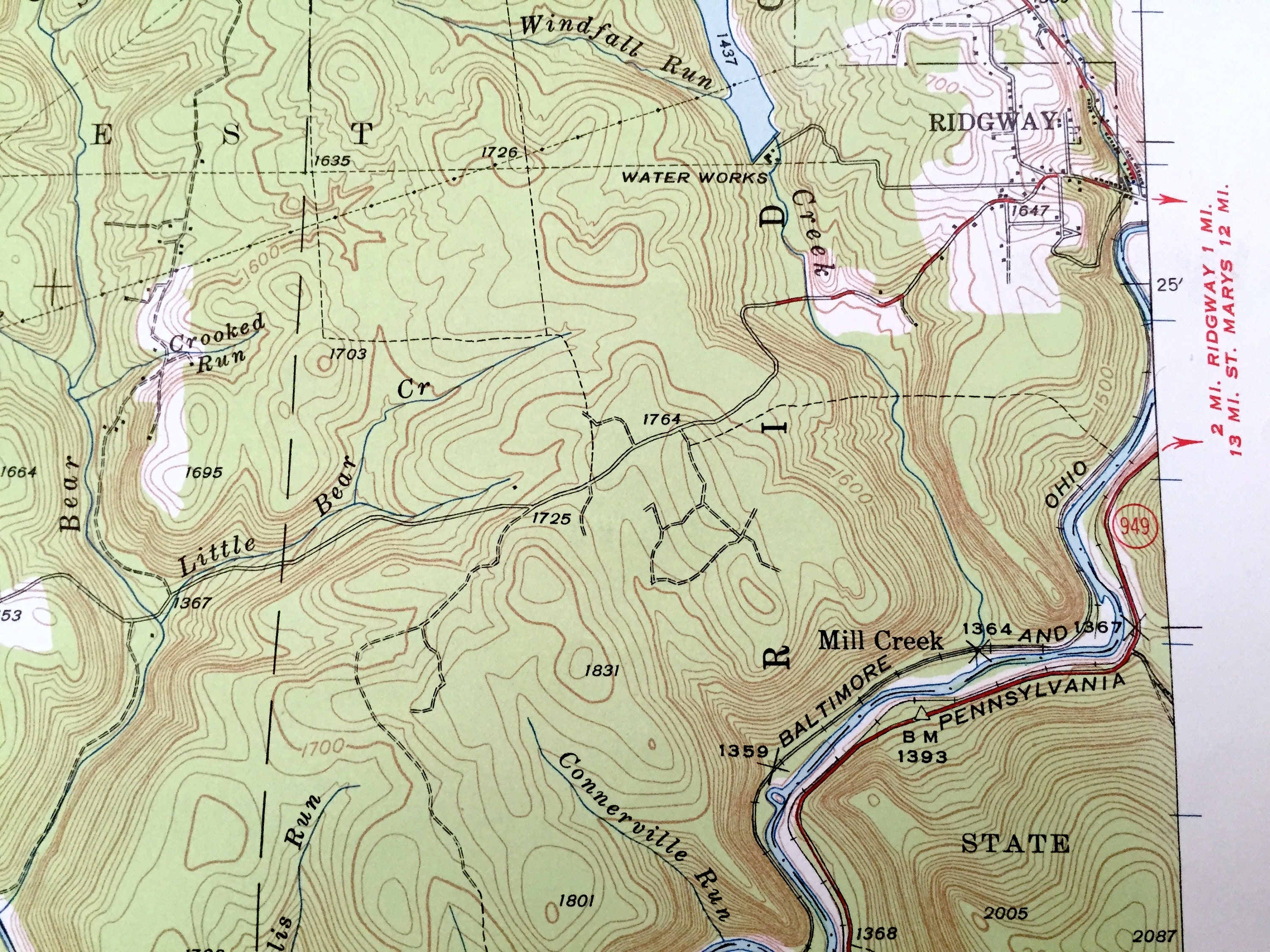 Antique Hallton Pennsylvania 1940 US Geological Survey | Etsy