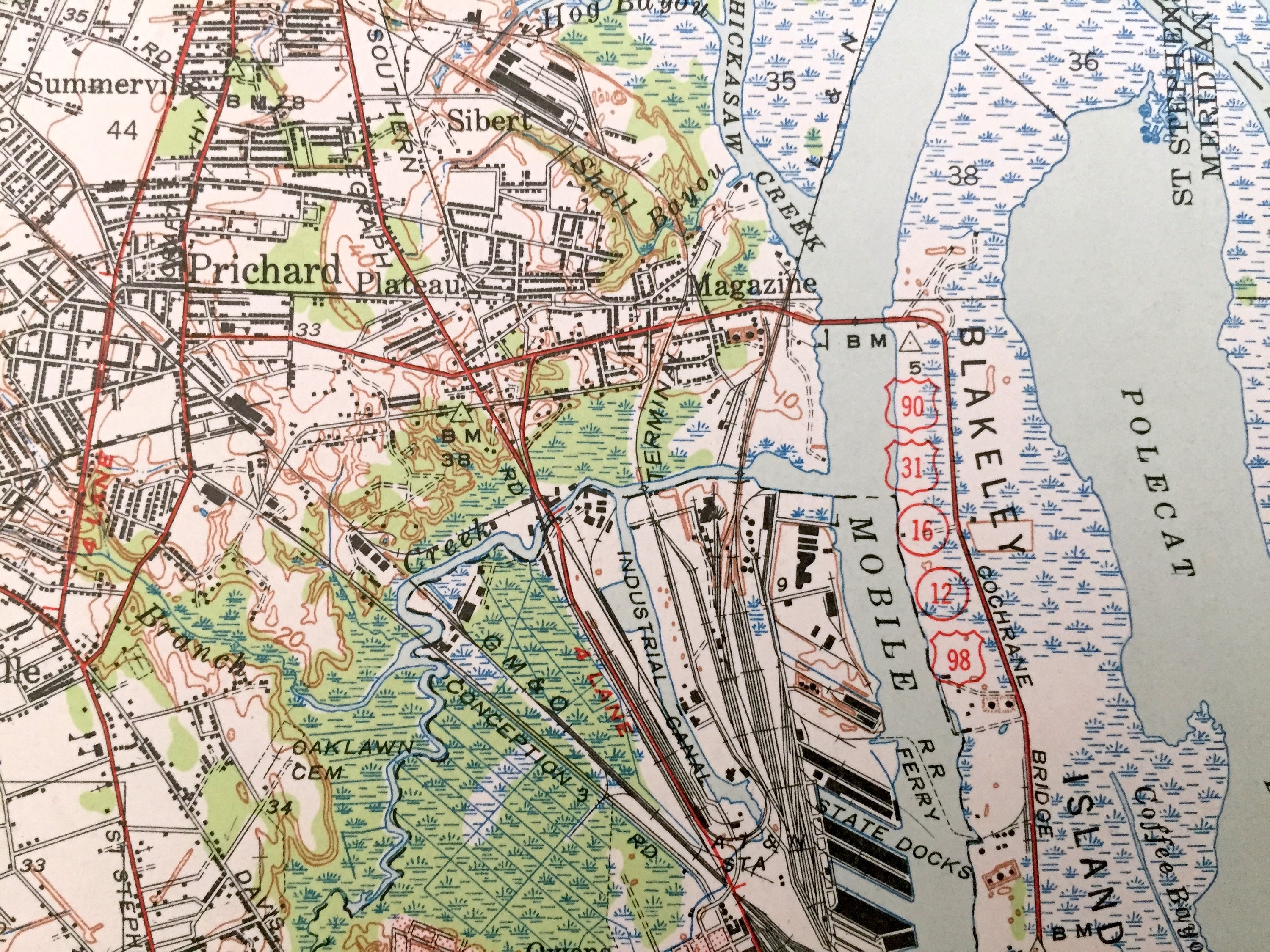 Antique Mobile, Albm 1940 US Geological Survey Topographic Map Baldwin ...