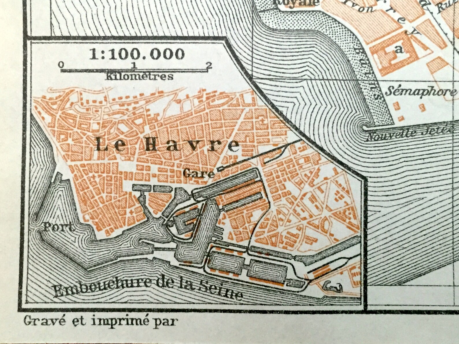 Antique 1909 Le Havre France Map From Baedekers Guide Atlas - Etsy