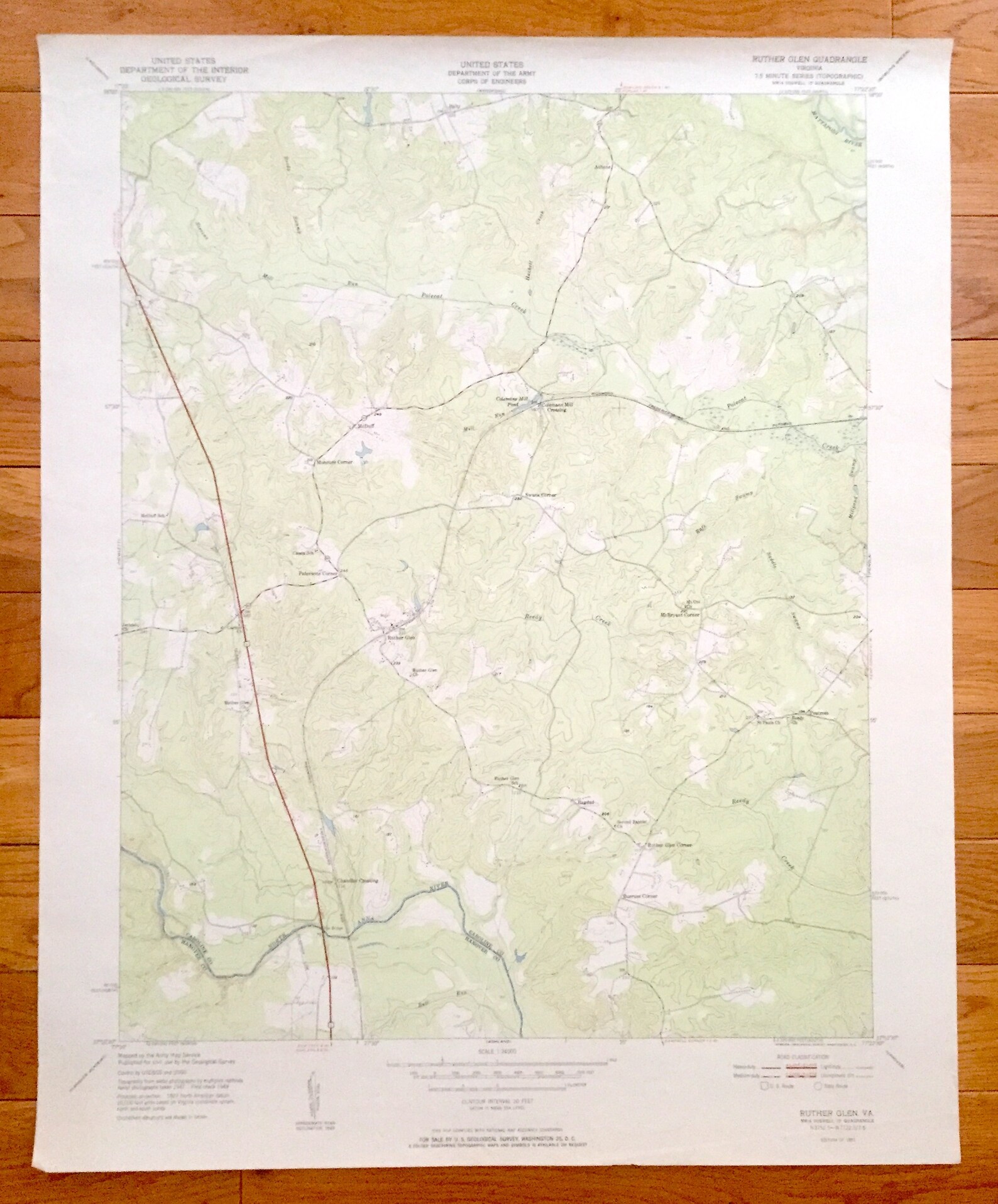 Antique Ruther Glen Virginia 1951 US Geological Survey | Etsy
