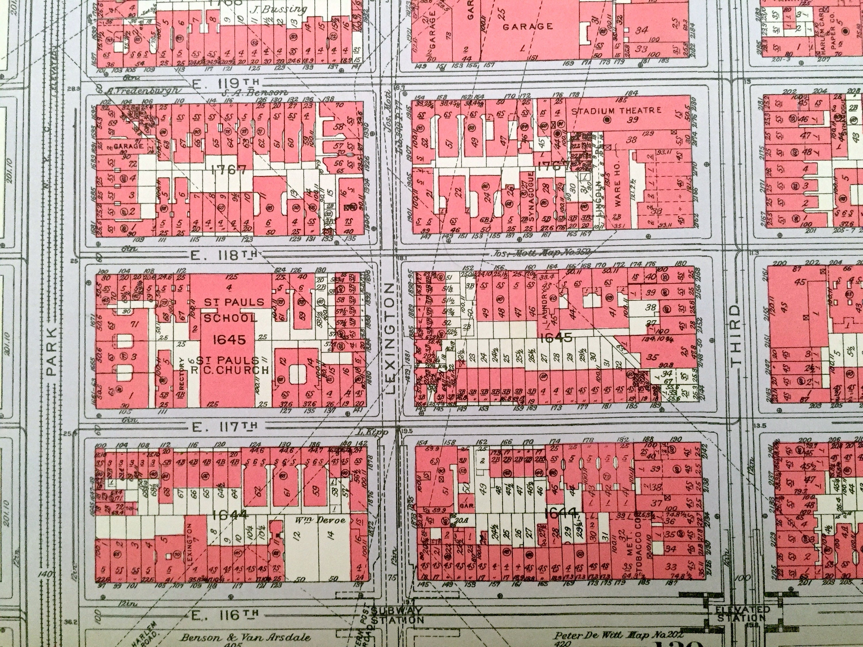 Antique Manhattan, New York City Map from Bromley's 1934 Manhattan Land ...