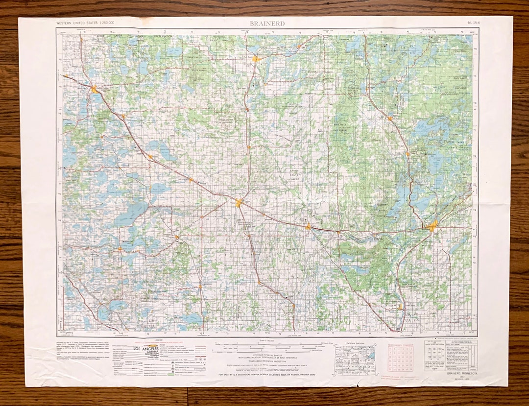 Antique Brainerd, Minnesota 1953 US Geological Survey Topographic Map ...