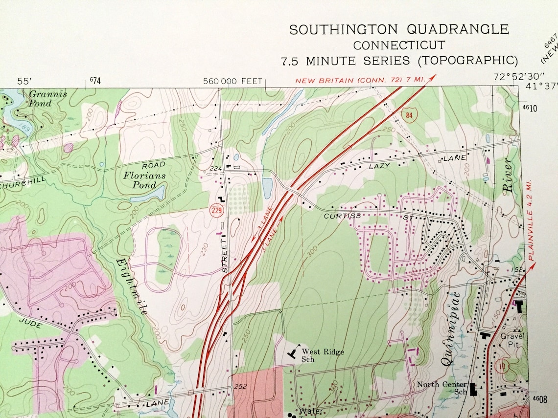 Antique Southington Connecticut 1968 US Geological Survey | Etsy