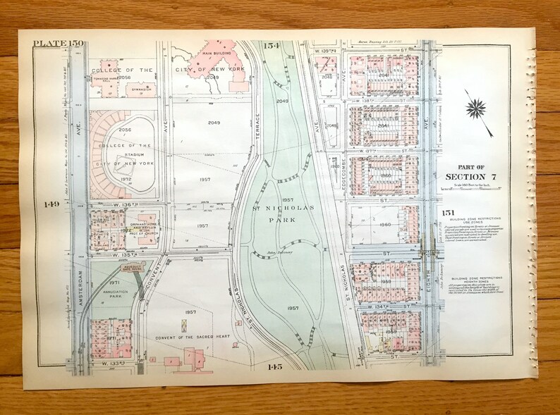 Antique Manhattan, New York City Map From Bromley's 1925 Manhattan Land ...