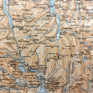 Antique 1906 Lake District, England Map From Baedekers Atlas of Great ...