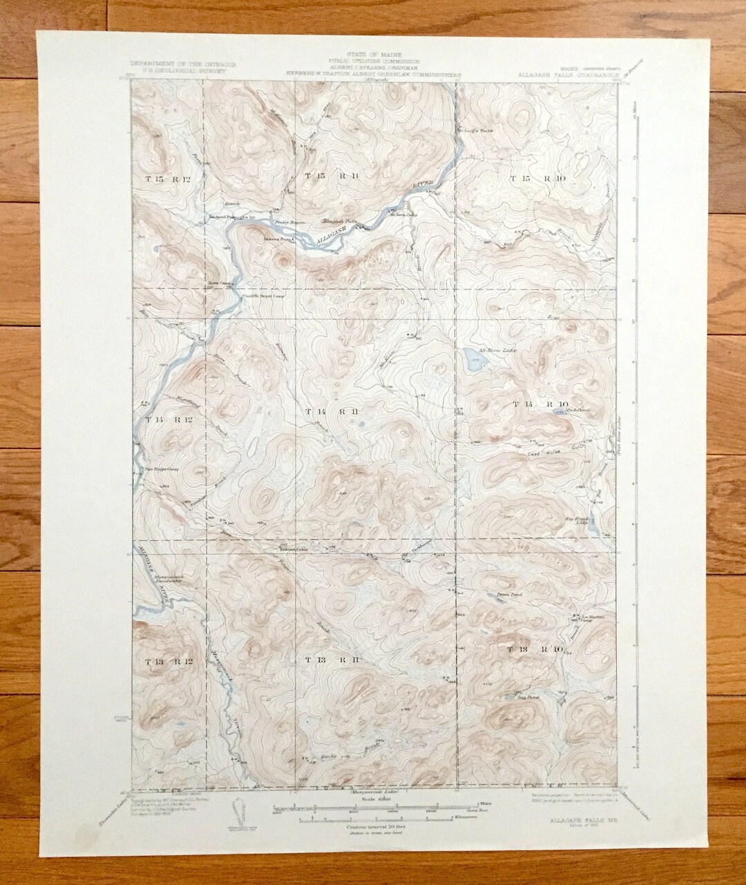 Antique Allagash Falls, Maine 1935 US Geological Survey Topographic Map ...