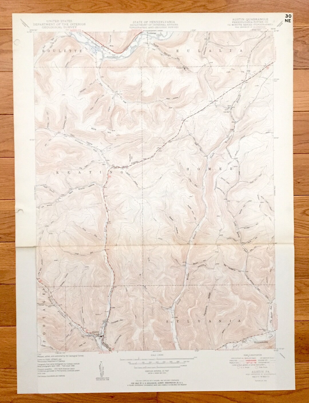 Antique Austin, Pennsylvania 1950 US Geological Survey Topographic Map ...