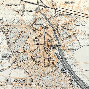Antique 1911 Kleve (cleve), Germany Map From Baedekers Guide Atlas ...