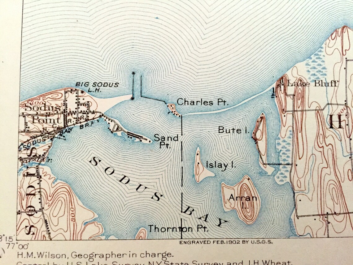 Antique Sodus Bay, New York 1902 US Geological Survey Topographic Map ...