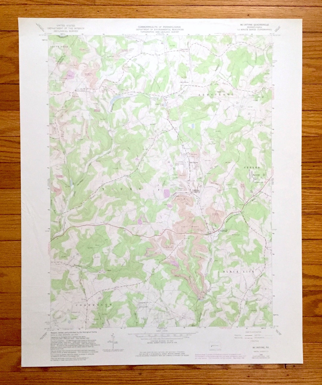 Antique Mcintyre, Pennsylvania 1964 US Geological Survey Topographic ...
