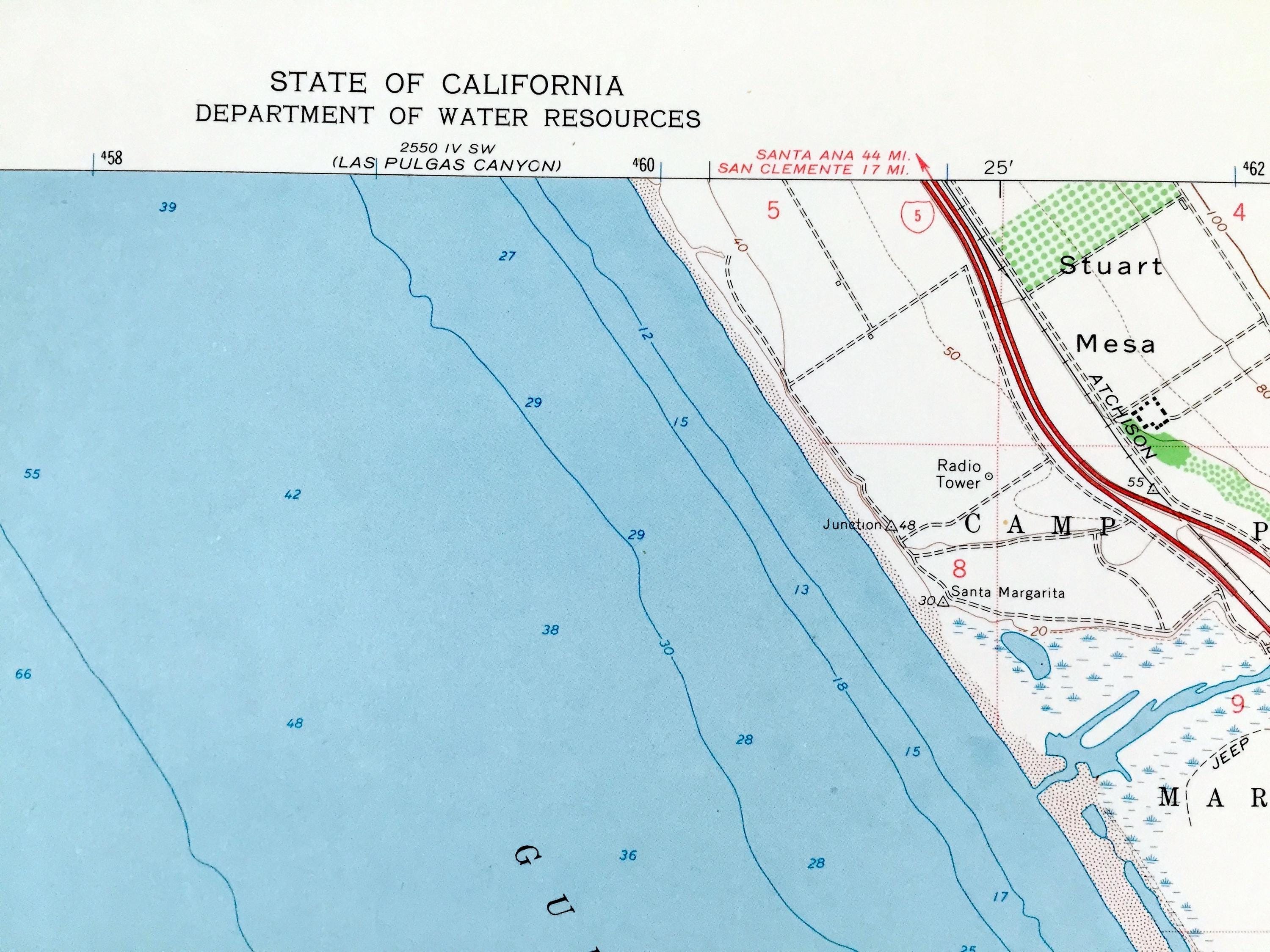Antique Oceanside, California 1968 US Geological Survey Topographic Map ...