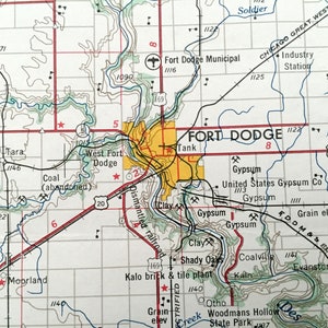 Antique Fort Dodge, Iowa 1954 US Geological Survey Topographic Map ...