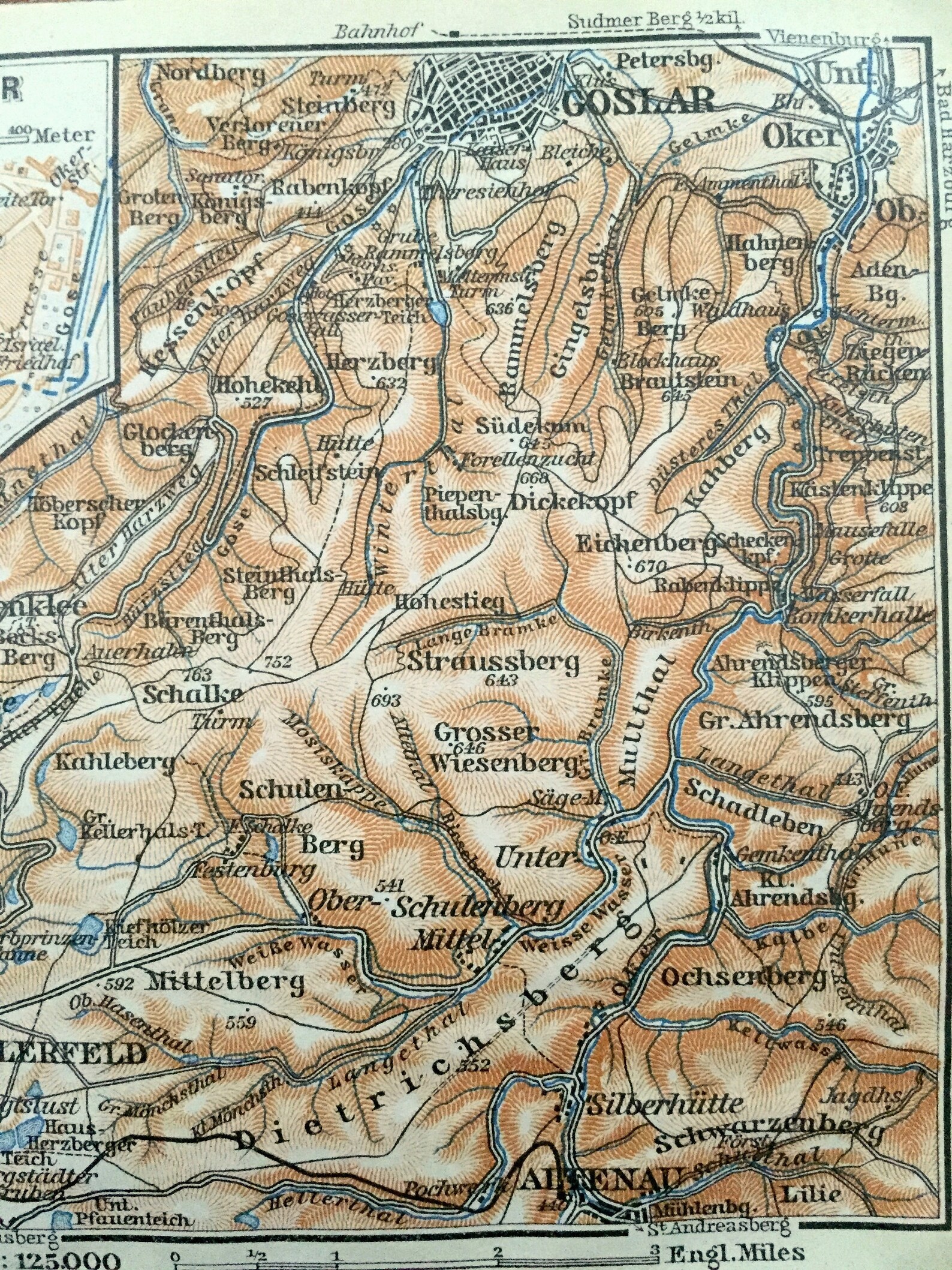 Antique 1925 Goslar Germany Map from Baedekers Guide Atlas | Etsy