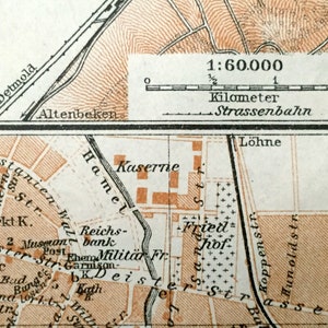 Antique 1925 Hamelin Pyrmont, Germany Map From Baedekers Guide Atlas ...