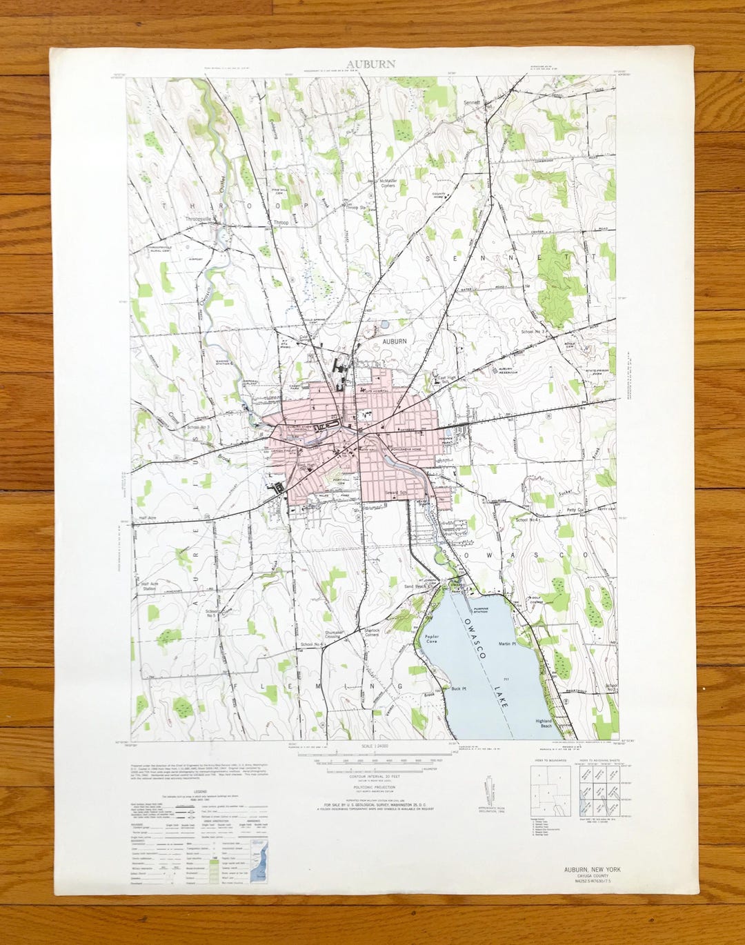 Antique Auburn, New York 1953 US Geological Survey Topographic Map ...