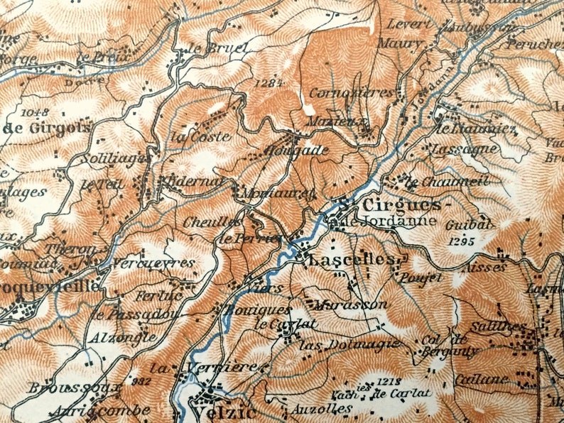 Antique 1914 Murat, France Map From Baedekers Guide Atlas – Velzic ...