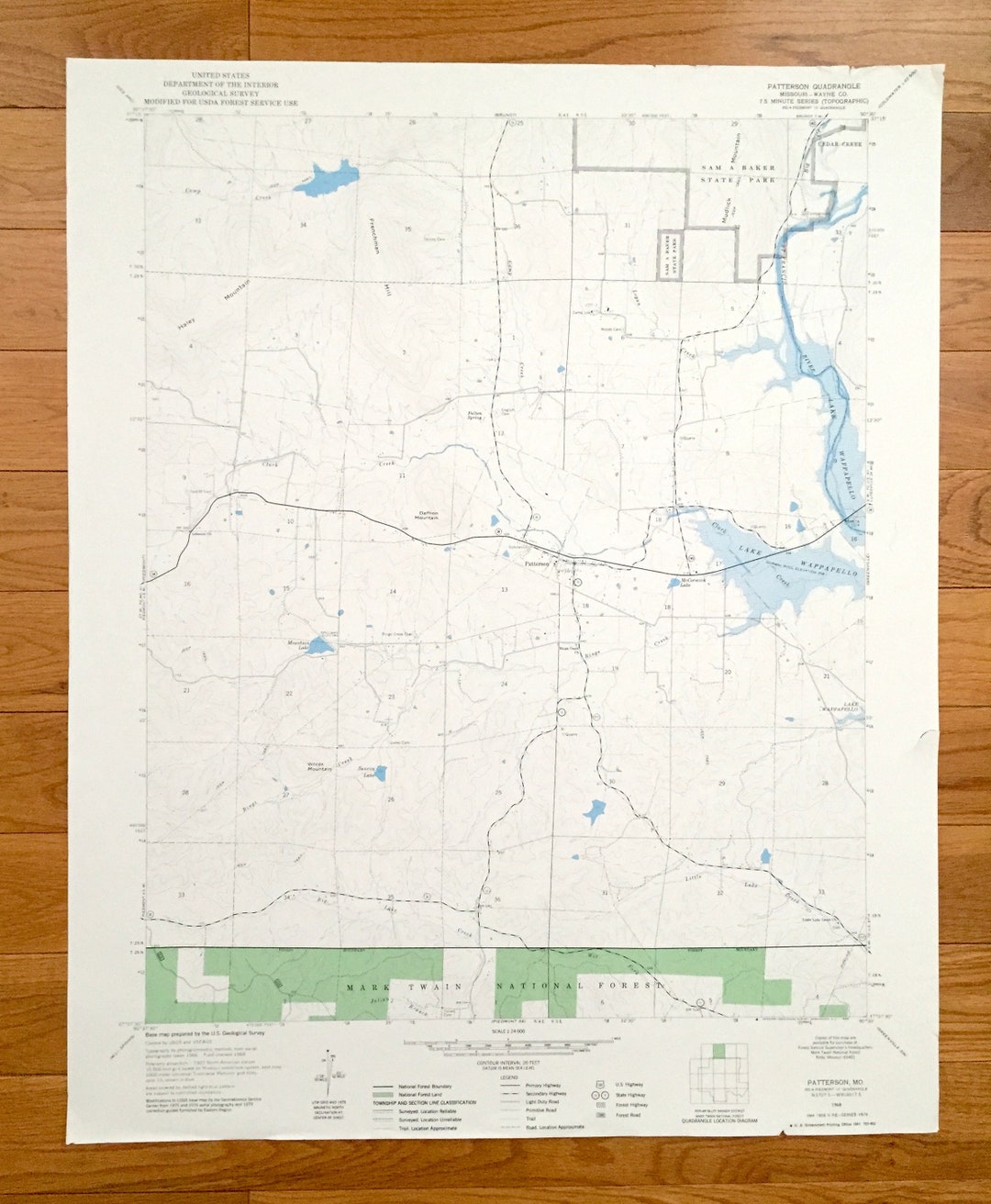 Antique Patterson, Missouri 1968 US Geological Survey Topographic Map ...