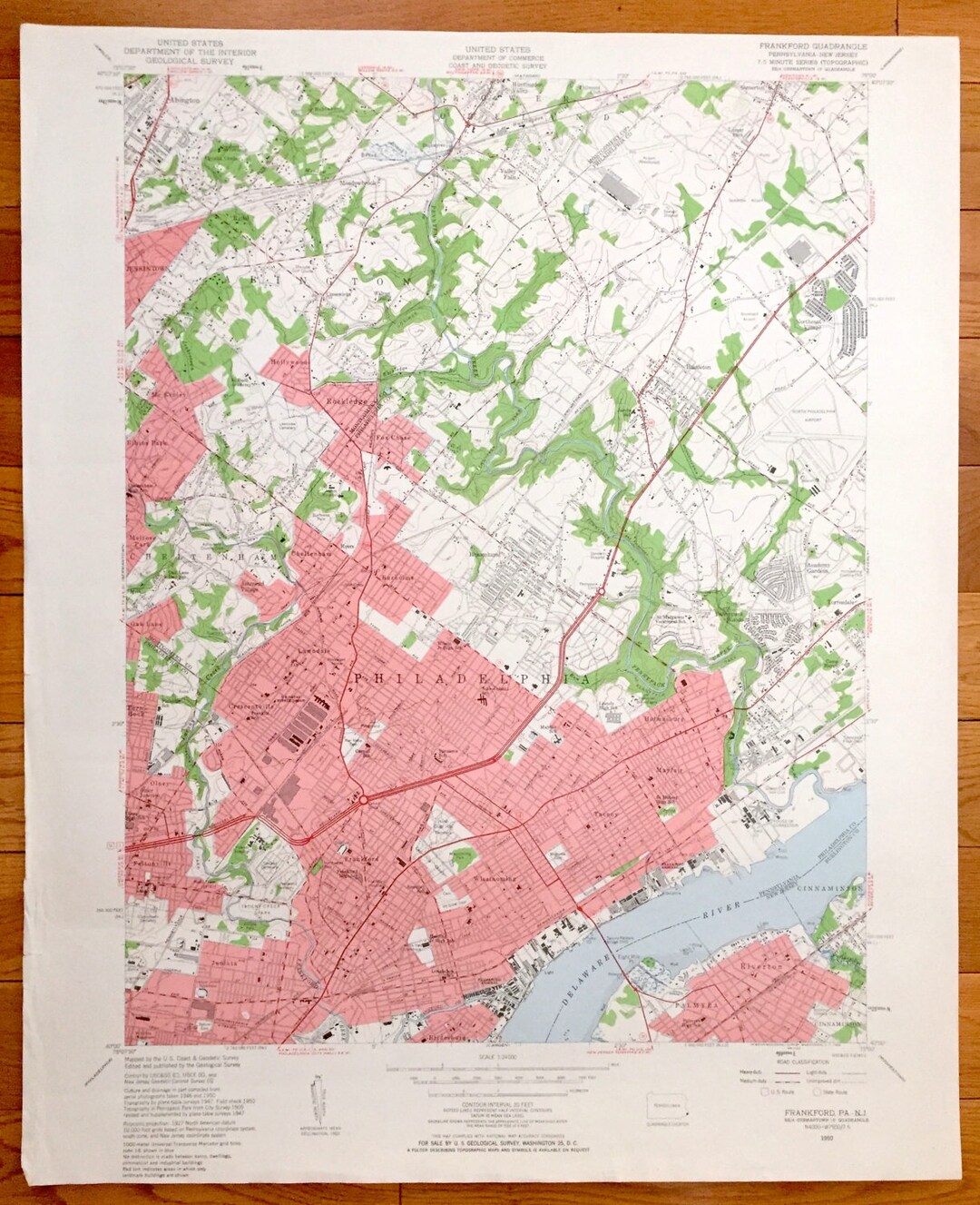 Antique Philadelphia, Pennsylvania 1950 US Geological Survey ...