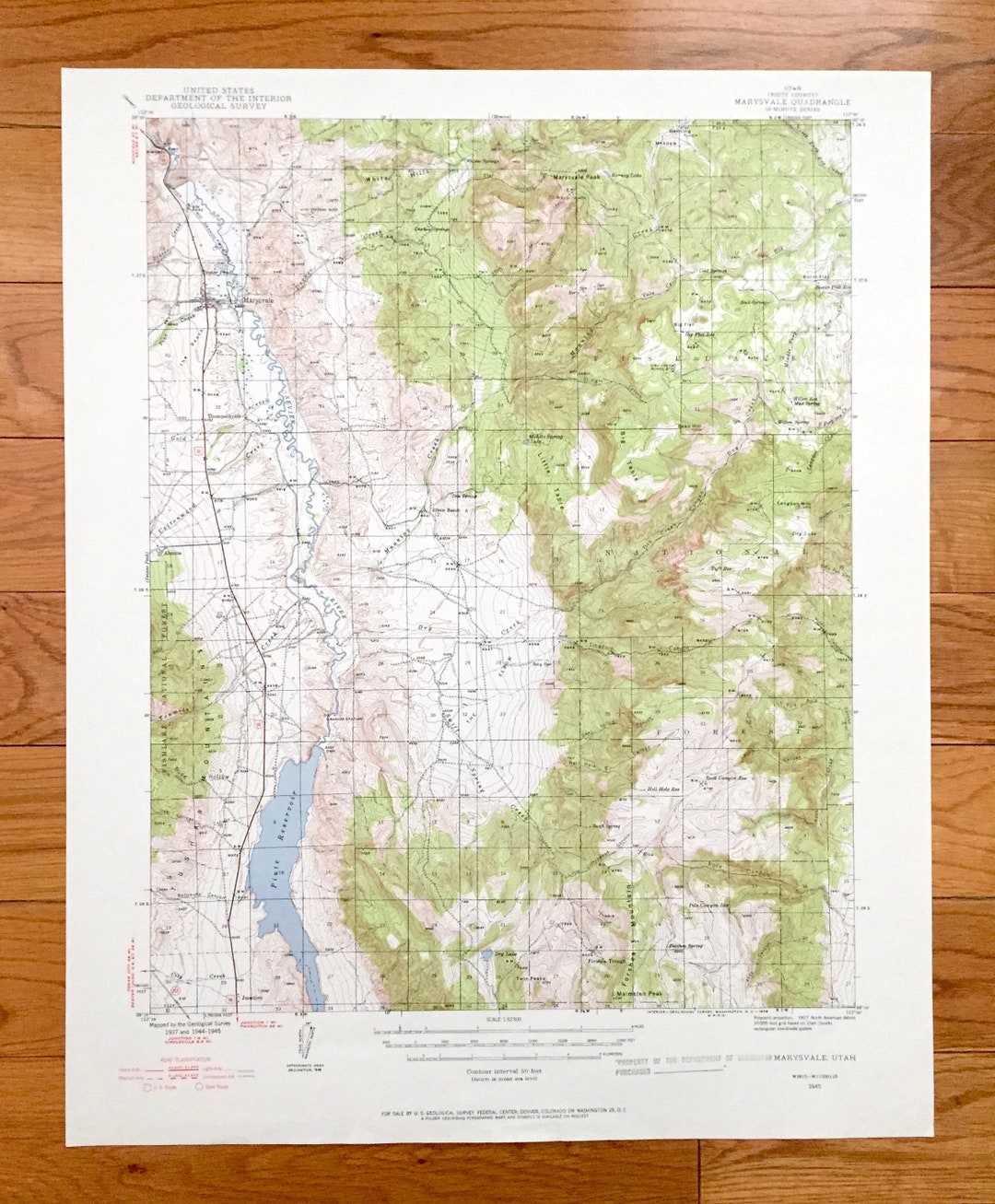 Antique Marysville, Utah 1945 US Geological Survey Topographic Map ...