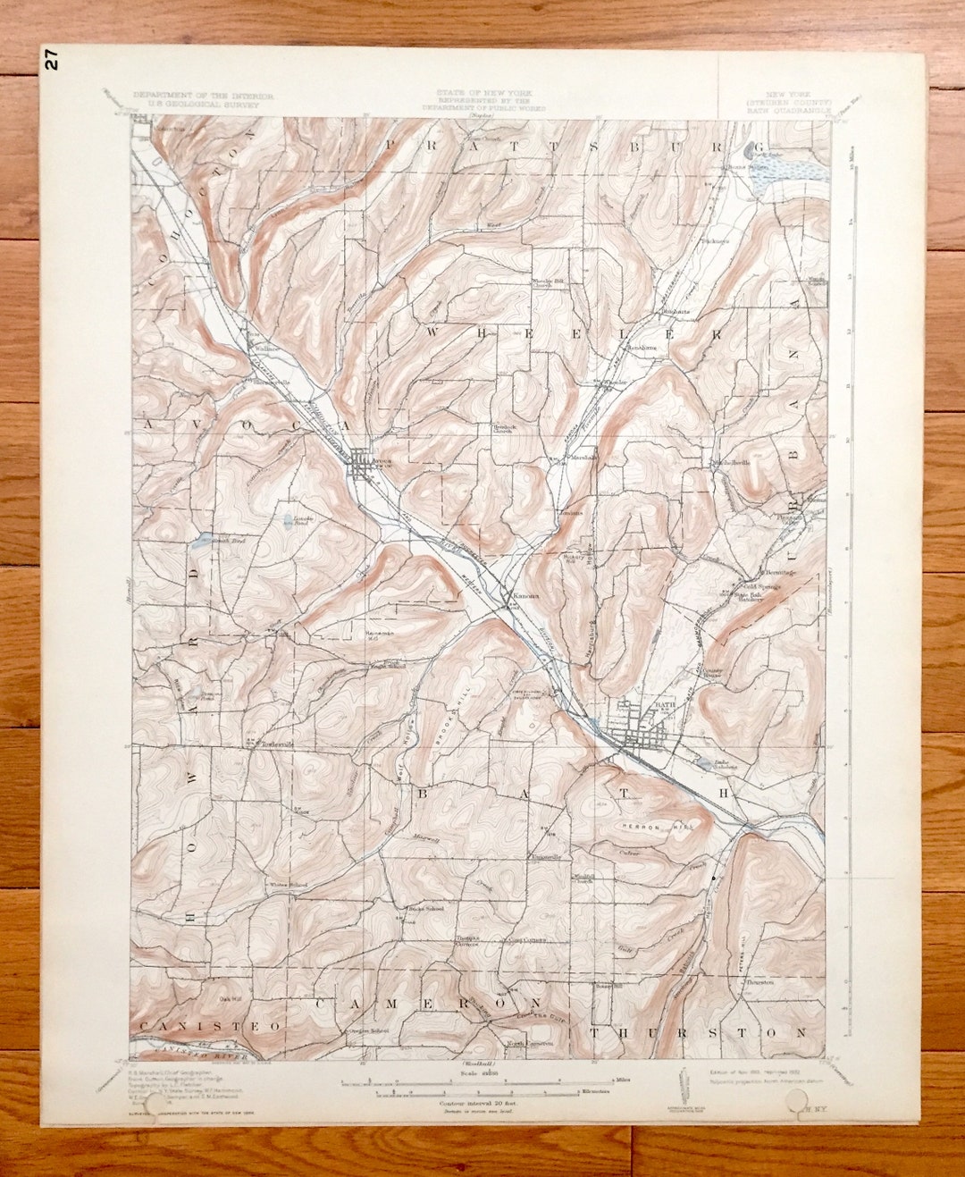Antique Bath, New York 1910 US Geological Survey Topographic Map ...