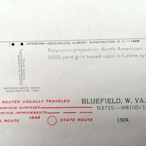 Antique Bluefield, West Virginia 1924 US Geological Survey Topographic ...