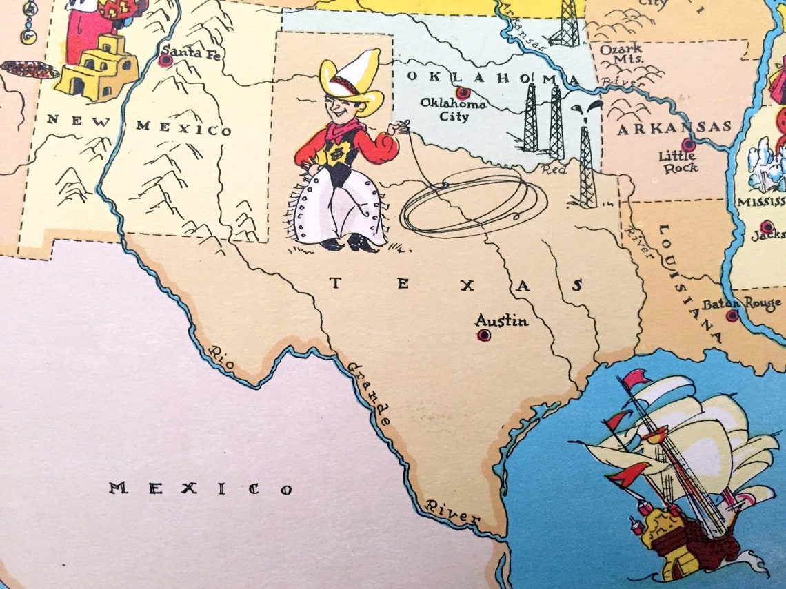 Antique 1935 United States of America Map From Our Gay - Etsy