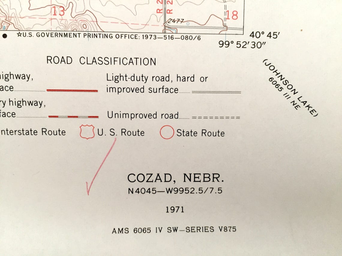 Antique Cozad Nebraska 1971 US Geological Survey Topographic | Etsy
