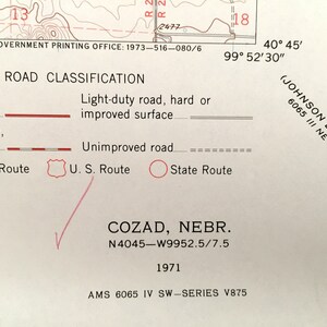 Antique Cozad, Nebraska 1971 US Geological Survey Topographic Map ...