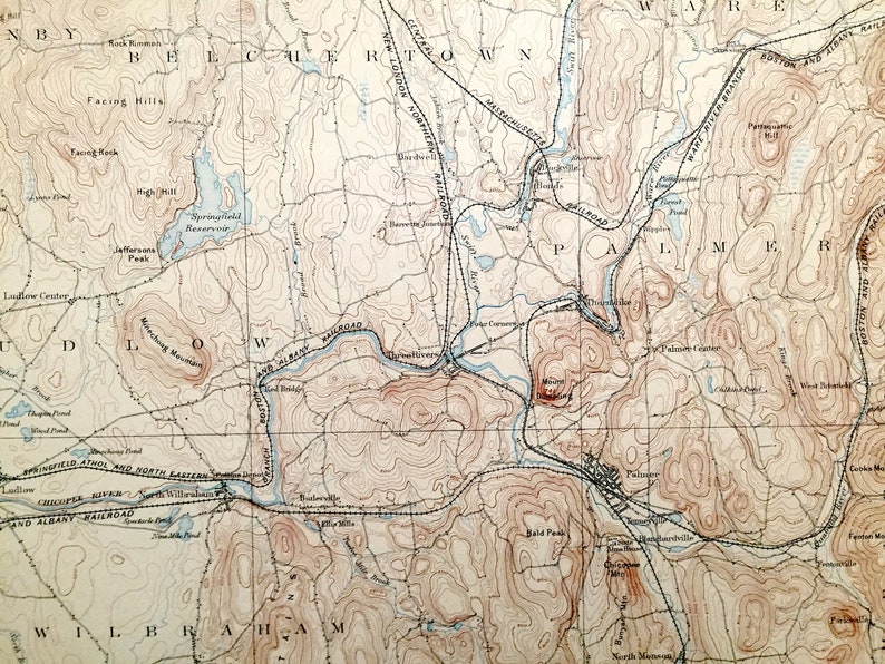 Antique Palmer, Massachusetts 1893 US Geological Survey Topographic Map ...