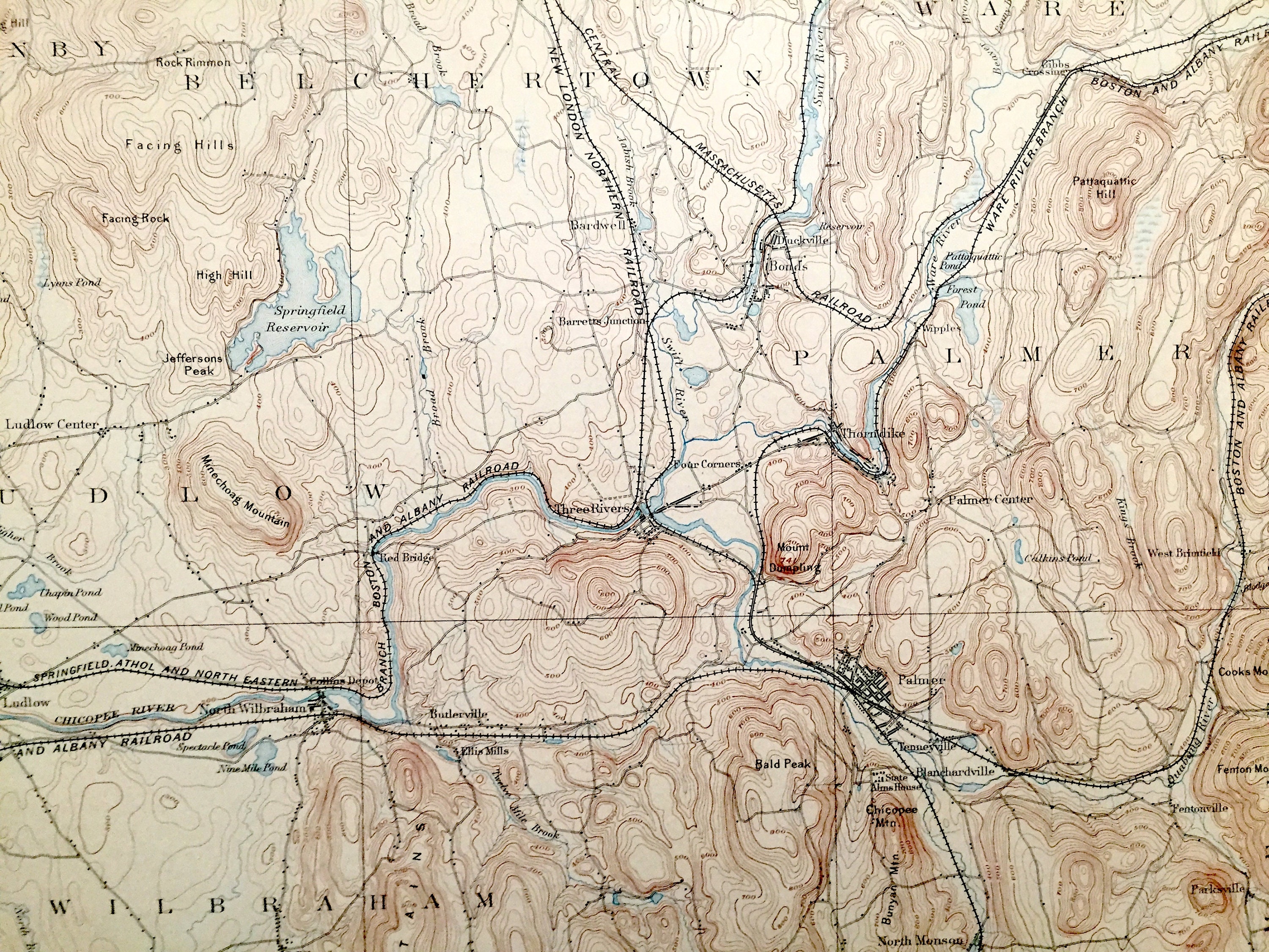 Antique Palmer, Massachusetts 1893 US Geological Survey Topographic Map ...