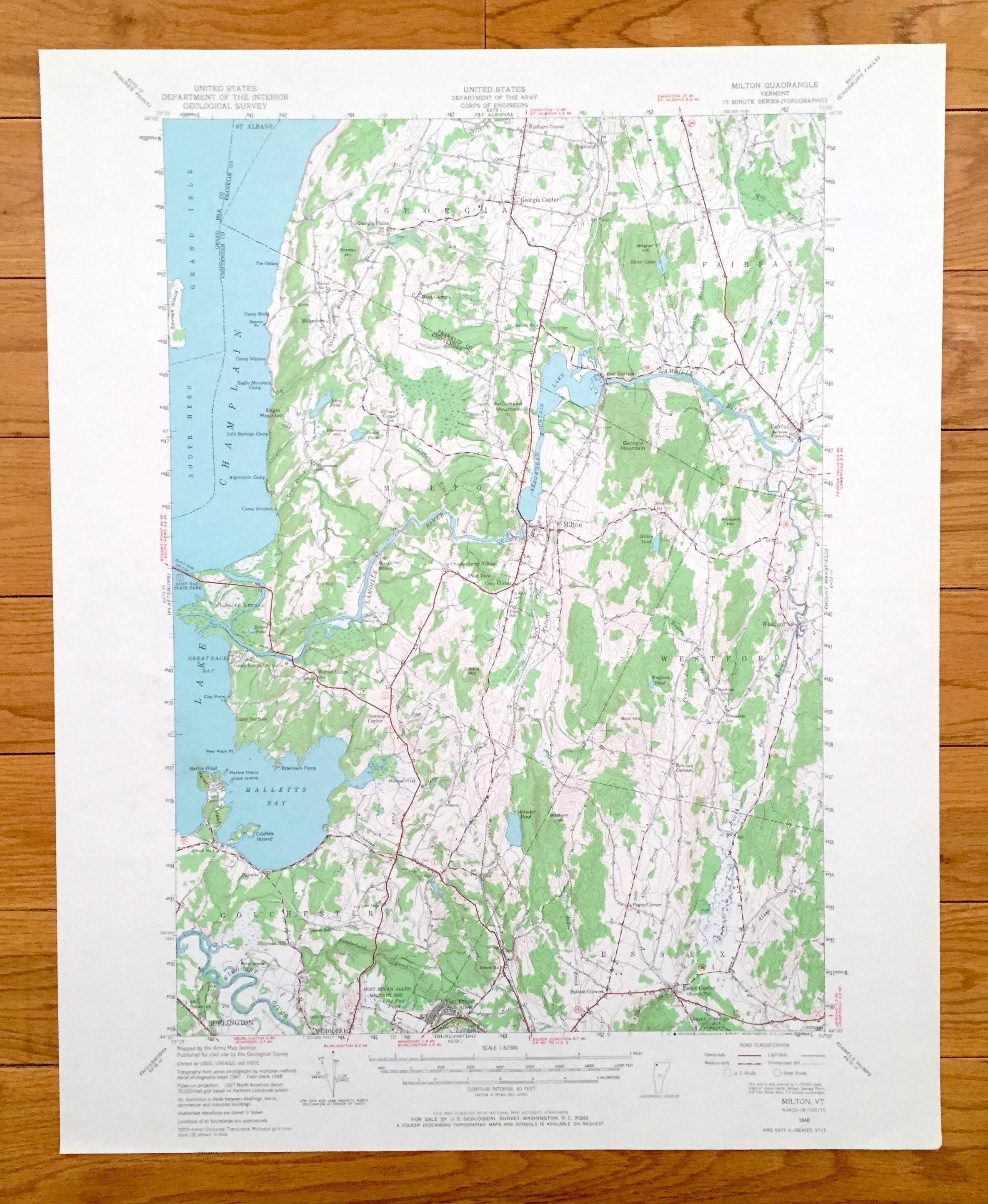 Antique Milton Vermont 1948 US Geological Survey Topographic | Etsy