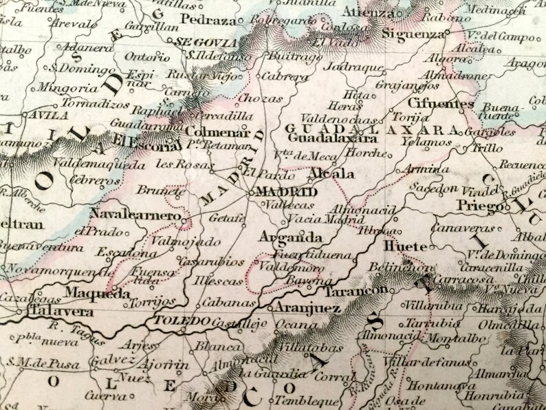 Antique 1848 Spain & Portugal Map From Betts Family Atlas - Etsy