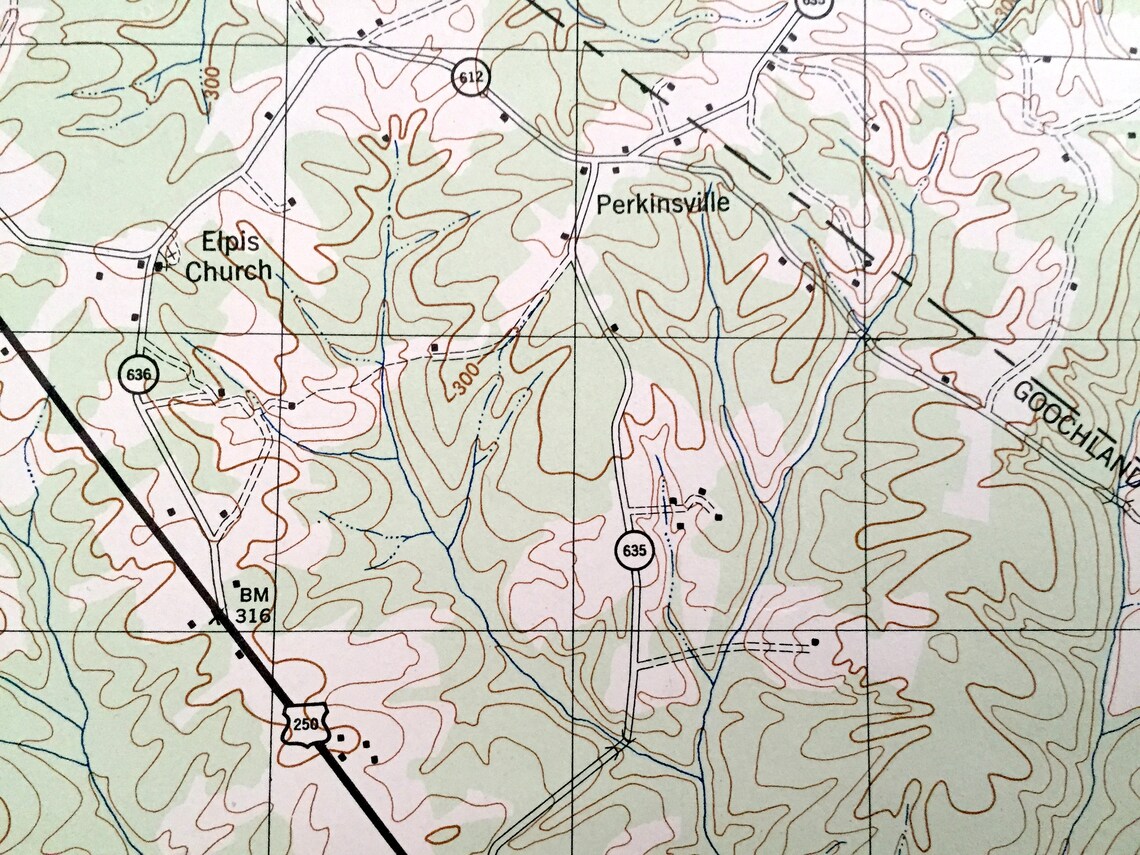 Antique Perkinsville Virginia 1943 US Army Topographic Map | Etsy