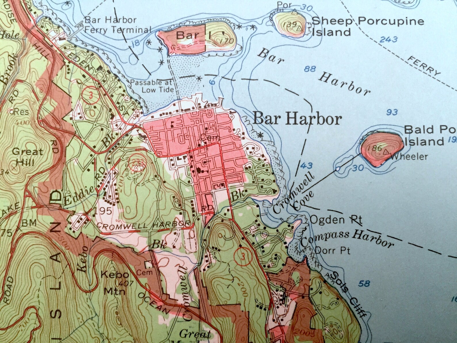 Antique Bar Harbor Maine 1956 US Geological Survey - Etsy