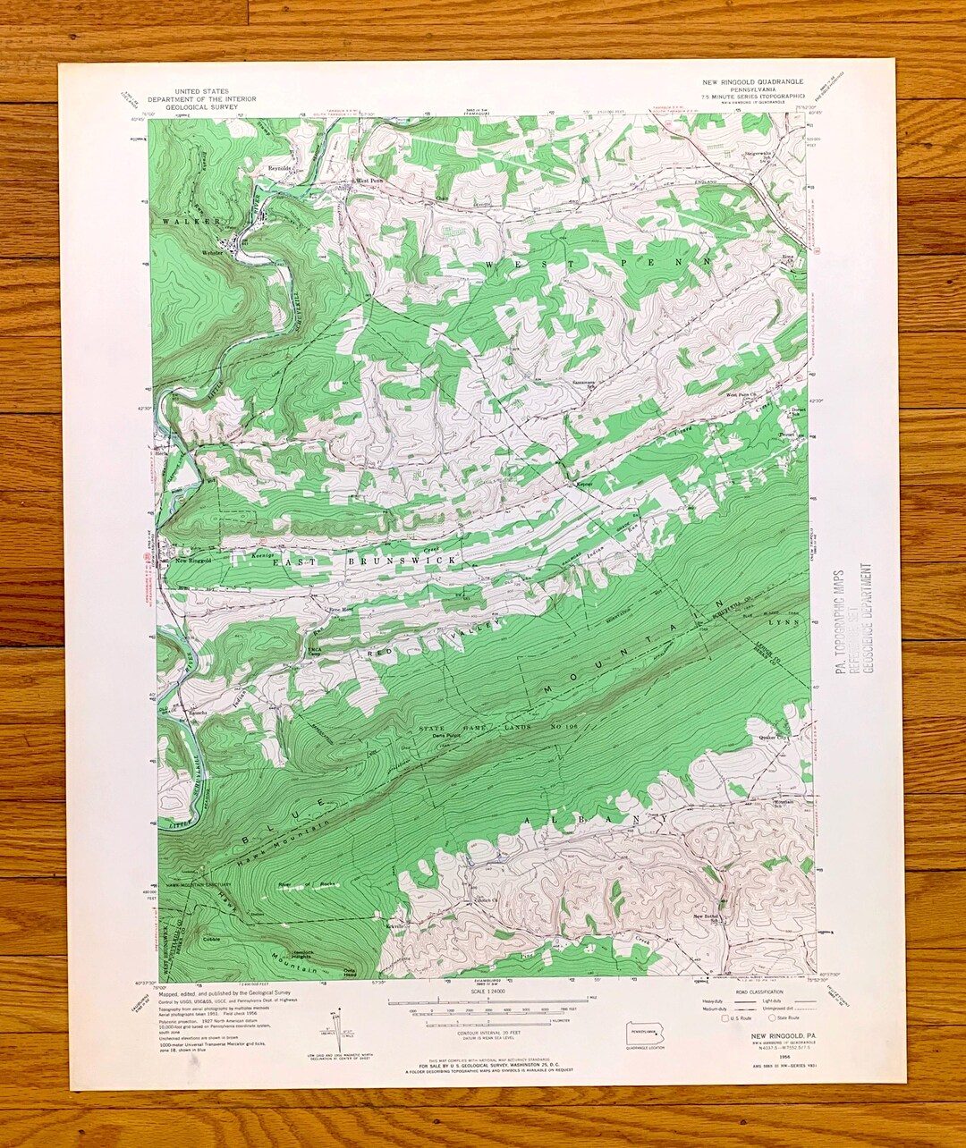 Antique New Ringgold, Pennsylvania 1956 US Geological Survey ...