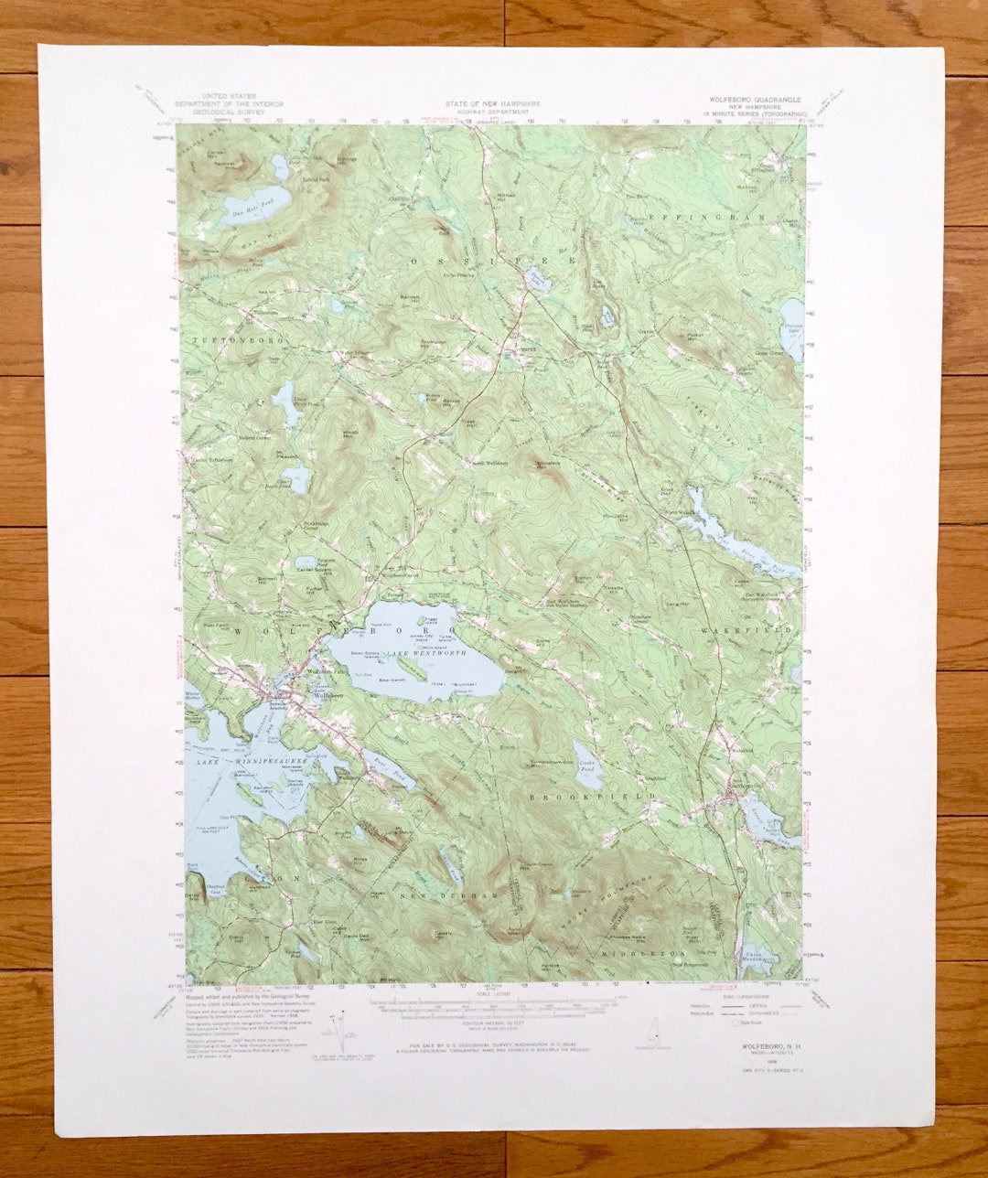 Antique Lake Winnipesaukee, New Hampshire 1958 US Geological Survey ...