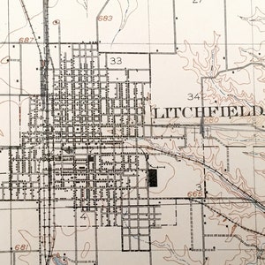 Antique Litchfield, Illinois 1926 US Geological Survey Topographic Map ...