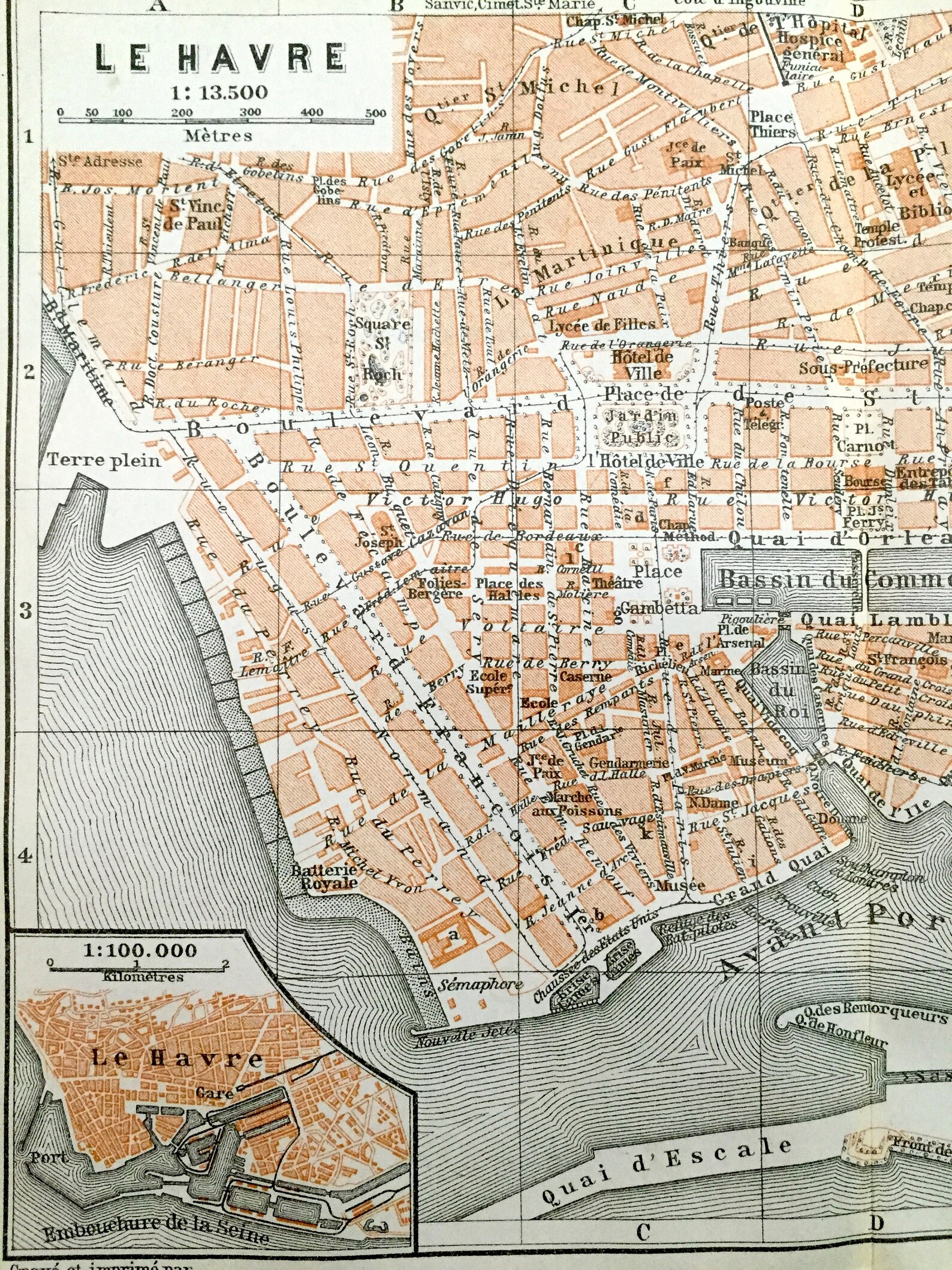 Antique 1909 Le Havre France Map from Baedekers Guide Atlas | Etsy