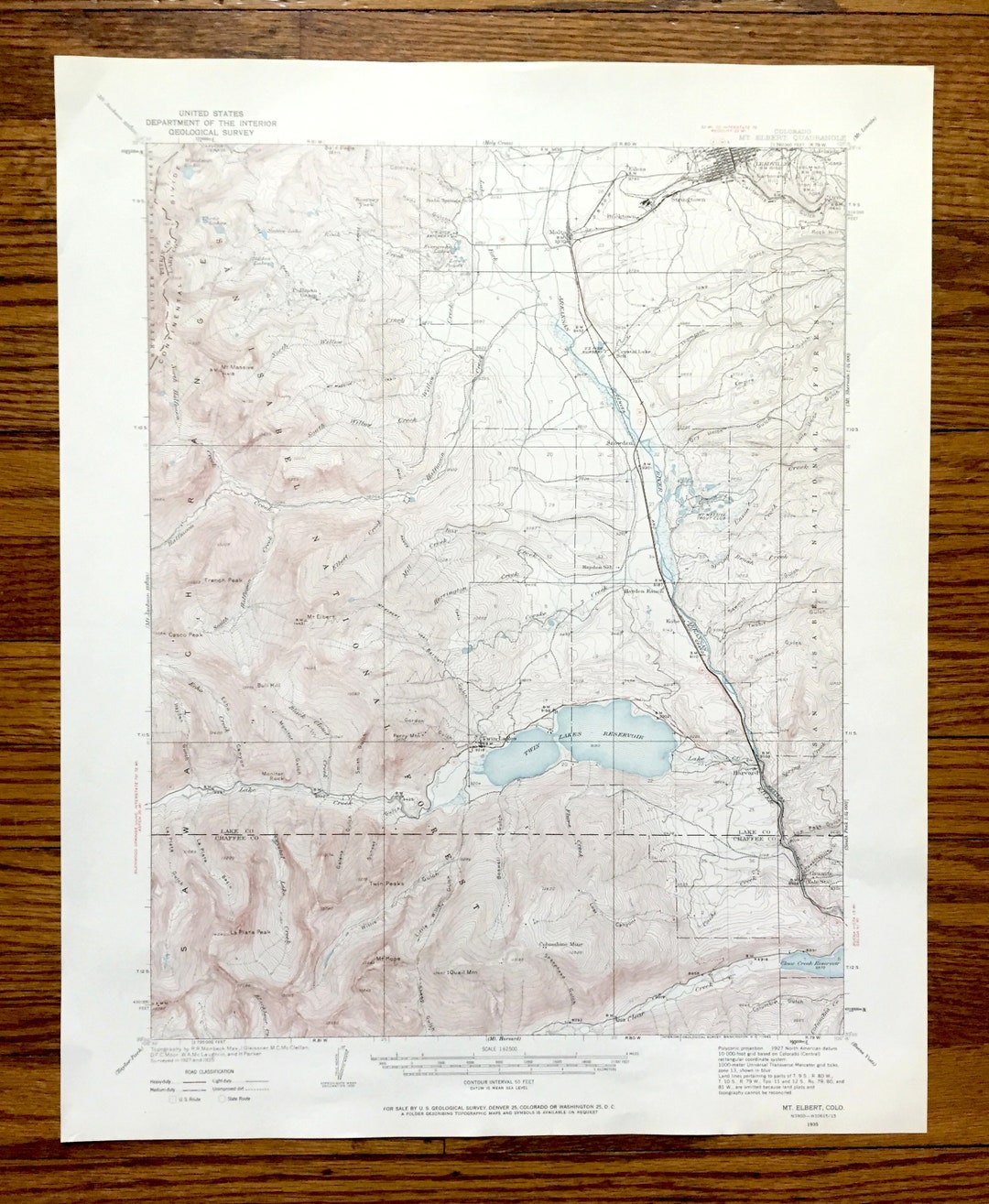 Antique Mt Elbert, Colorado 1935 US Geological Survey Topographic Map ...