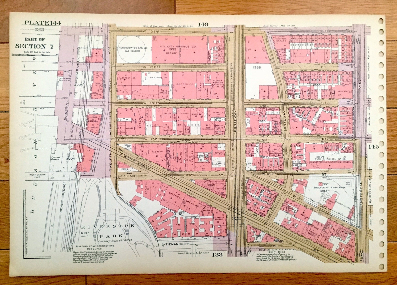 Antique Manhattan, New York City Map From Bromley's 1955 Manhattan Land ...